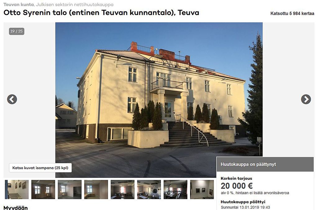 Tejuka - lehti | Otto Syreenistä korkein tarjous 20 000 euroa